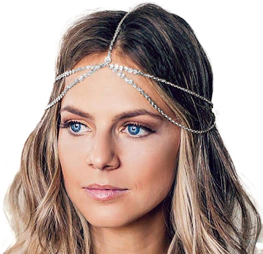 Gold Head Chain Bohemian Hair Jewelry Headpiece Forehead Band Festival ...