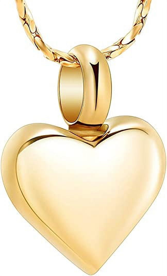 Gold Heart Cremation Urn Locket Necklace for Ashes, Stainless Steel ...