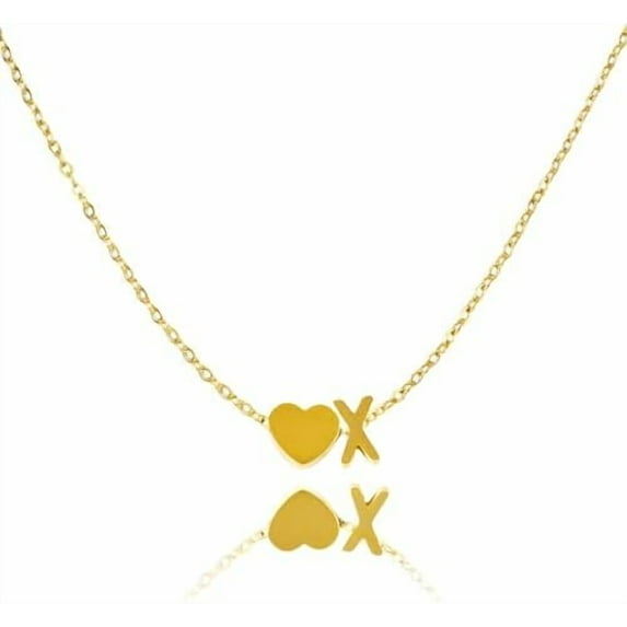 Gold Heart Initial Necklace for Women - 18K Gold Plated Letter A-Z ...