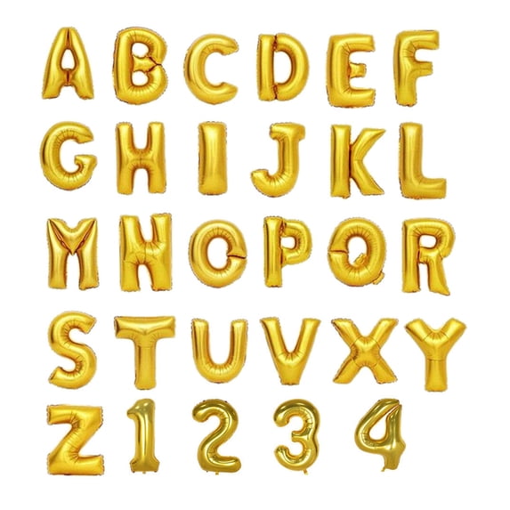 Gold Helium Foil Balloons Letters and Numbers - Letter N - 16 Inches ...