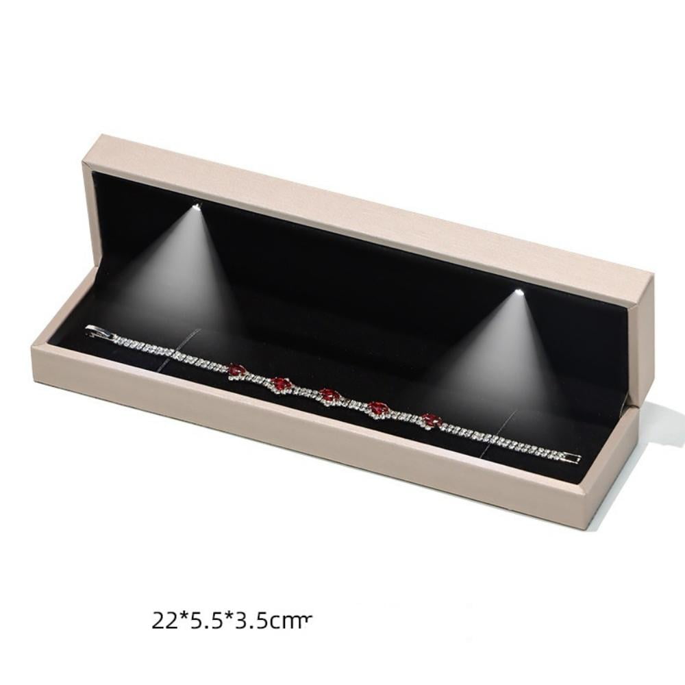 Gold High-End Luxury LED Light Jewelry Box PU Leather Jewelry Display ...