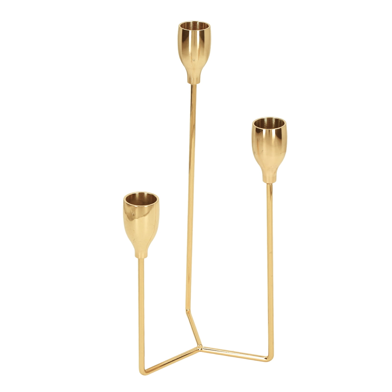 Gold High Gloss 3-Arm Metal Candle Holder - Elegant Candlestick Decor ...
