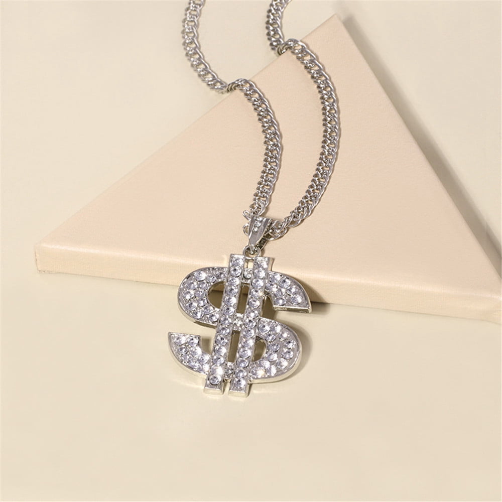 Gold Hip Hop Dollar Sign Pendants & Necklaces with Long Twist Chain ...