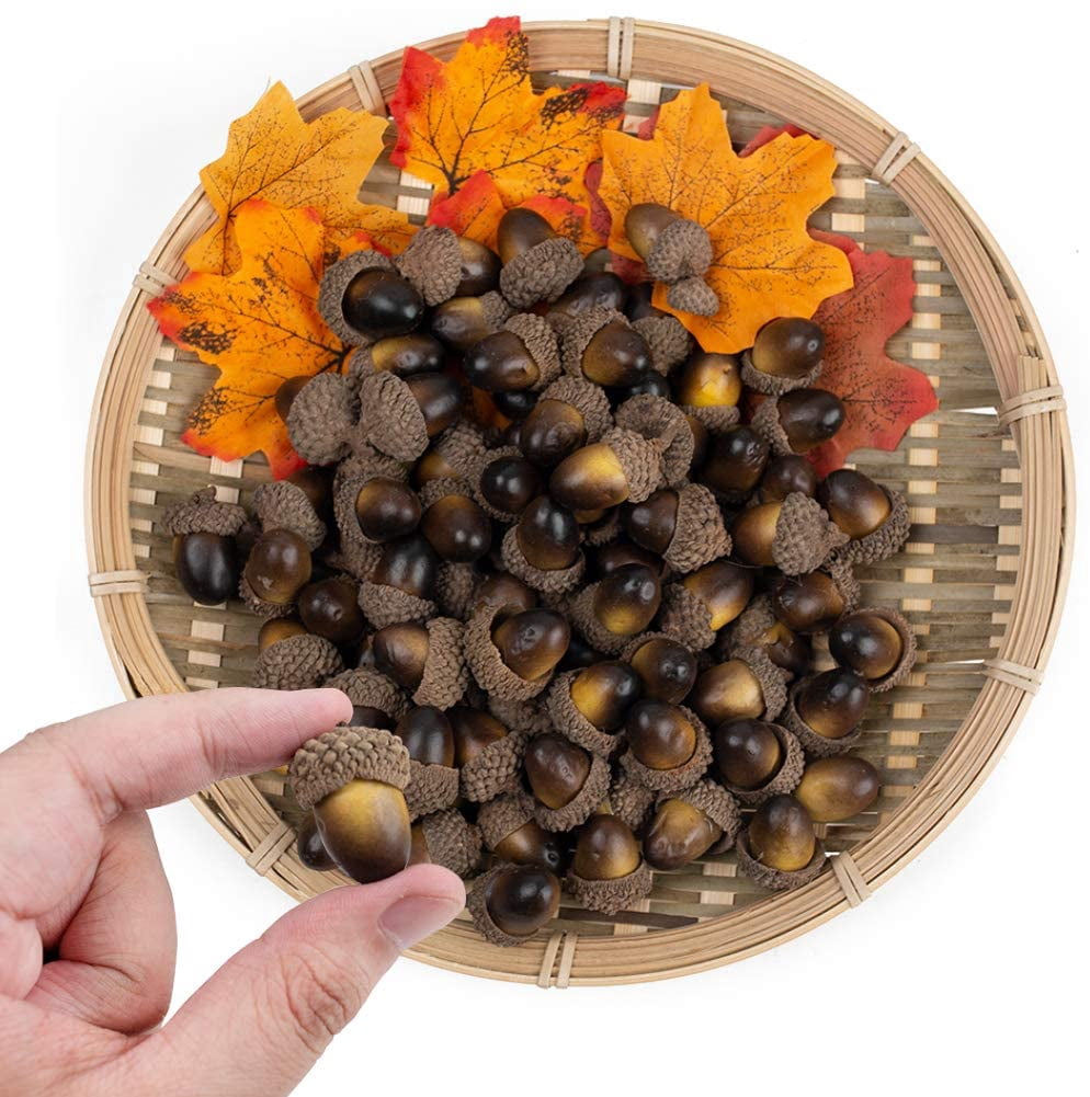 Gold Home 100 PCS Artificial Acorn, Fake Nutty Craft Acorns with ...