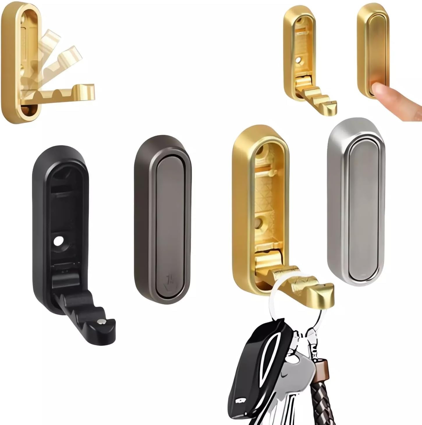 Gold Hooks for Wall Folding Coat Hook Folding Wall Hooks Up to 55 lbs ...