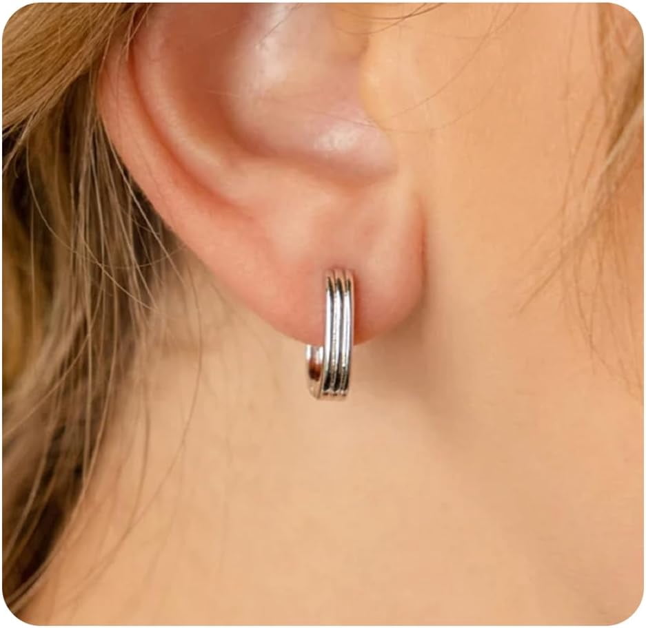 Gold Hoop Earrings for Women Trendy, 14K Gold Plated Gold/Silver Hoop ...