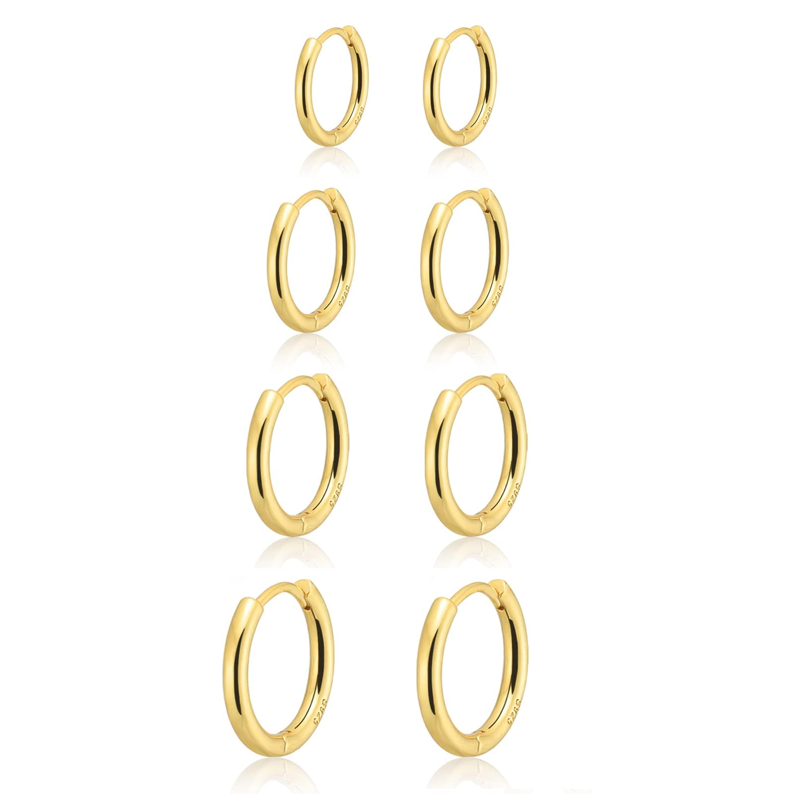 Gold Hoop Earrings for Women - 14k Plated Small Set, Hypoallergenic ...