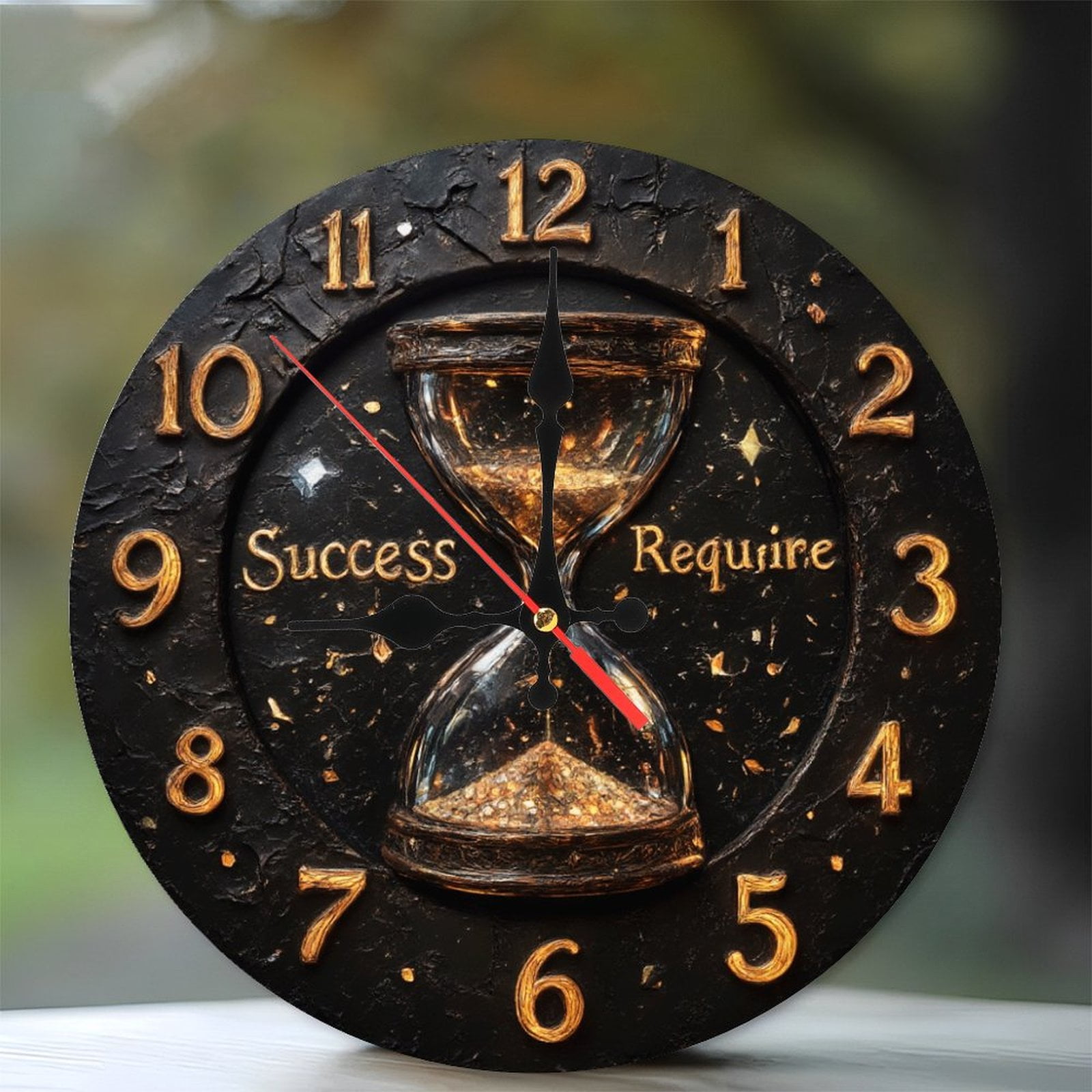 Gold Hourglass Clock Success Time Management Decor 10-Inch Silent ...