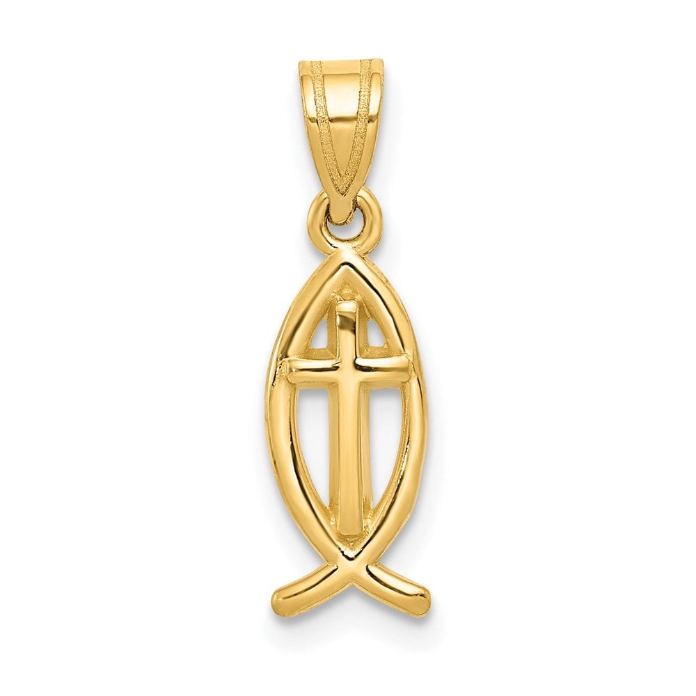 Gold Ichthus Fish Charm, Made in USA - Walmart.com