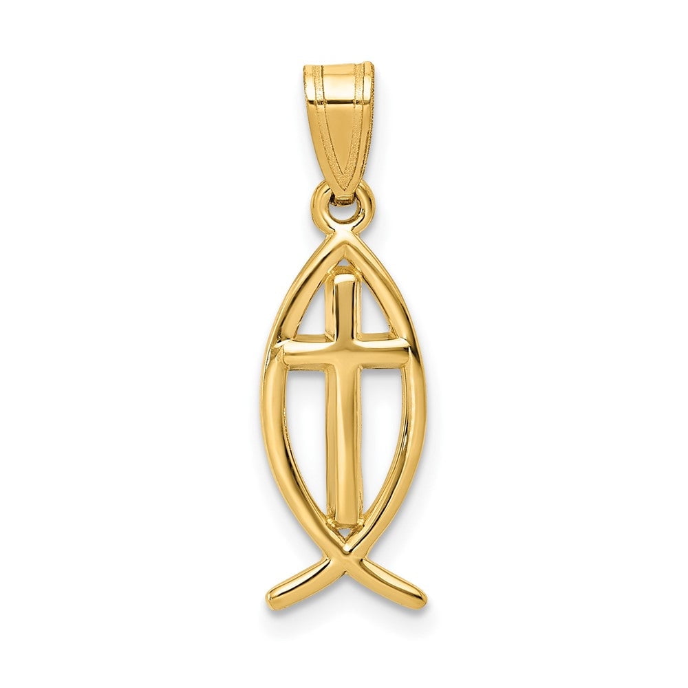Gold Ichthus Fish Pendant, Made in USA - Walmart.com