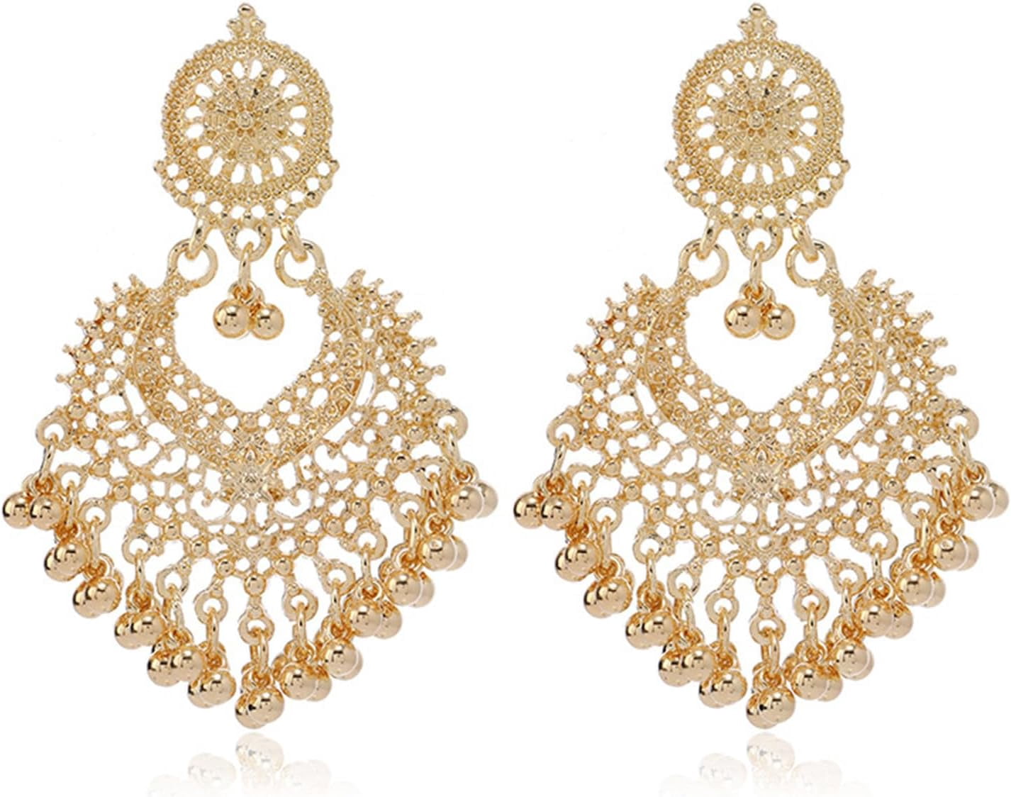 Gold Indian Earrings Traditional Jhumka Earrings Vintage Ethnic Long ...