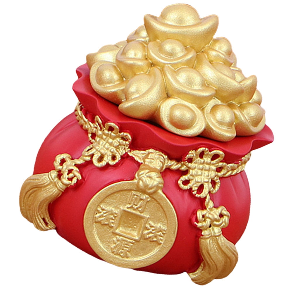 Gold Ingot Figurine Lucky Money Bag Decoration Office - Walmart.com