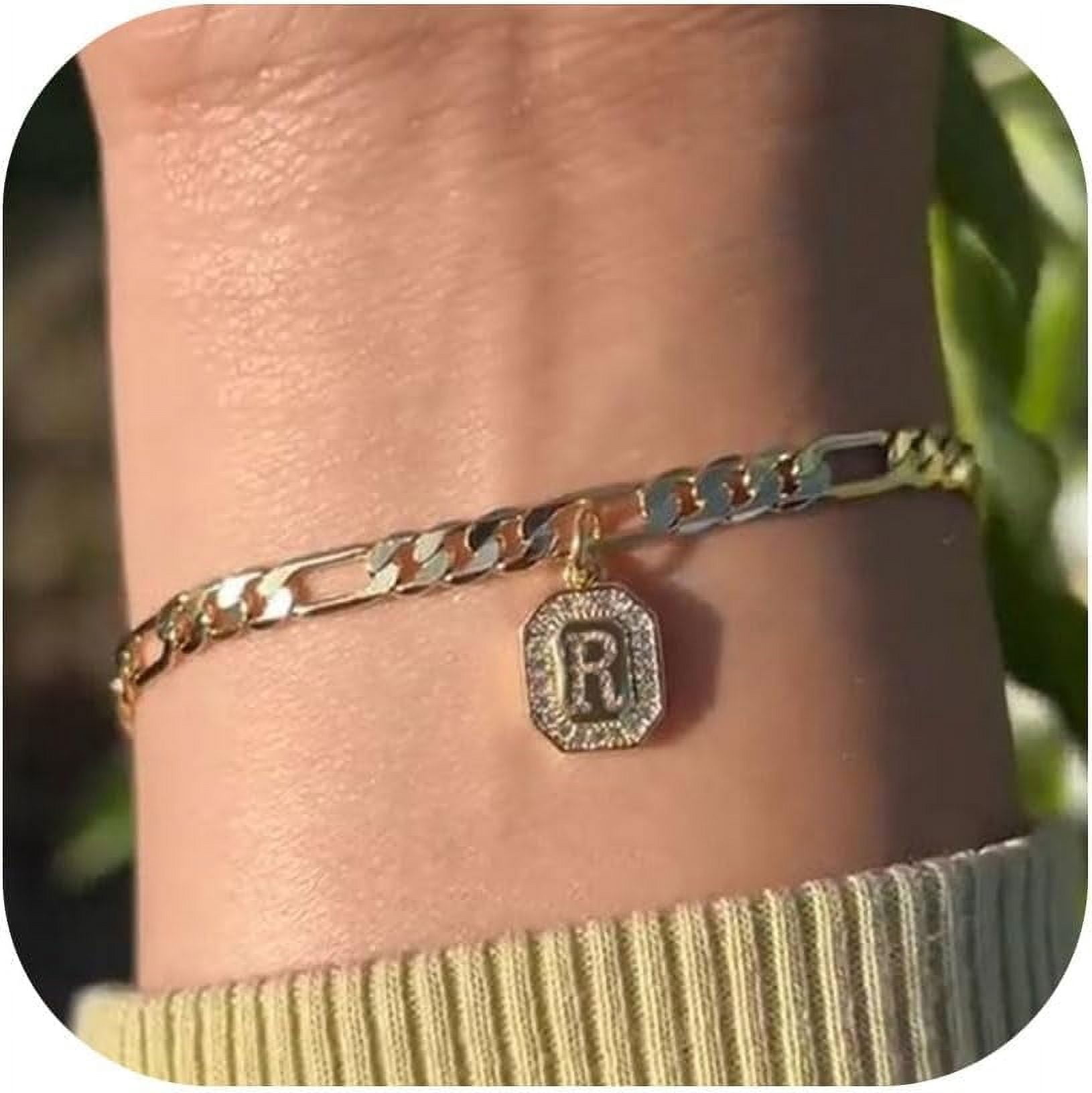 𝐓𝐢𝐤 𝐓𝐨𝐤 𝐏𝐨𝐩𝐮𝐥𝐚𝐫 Gold Initial Bracelet For Women Mens Dainty Couples 14K ...