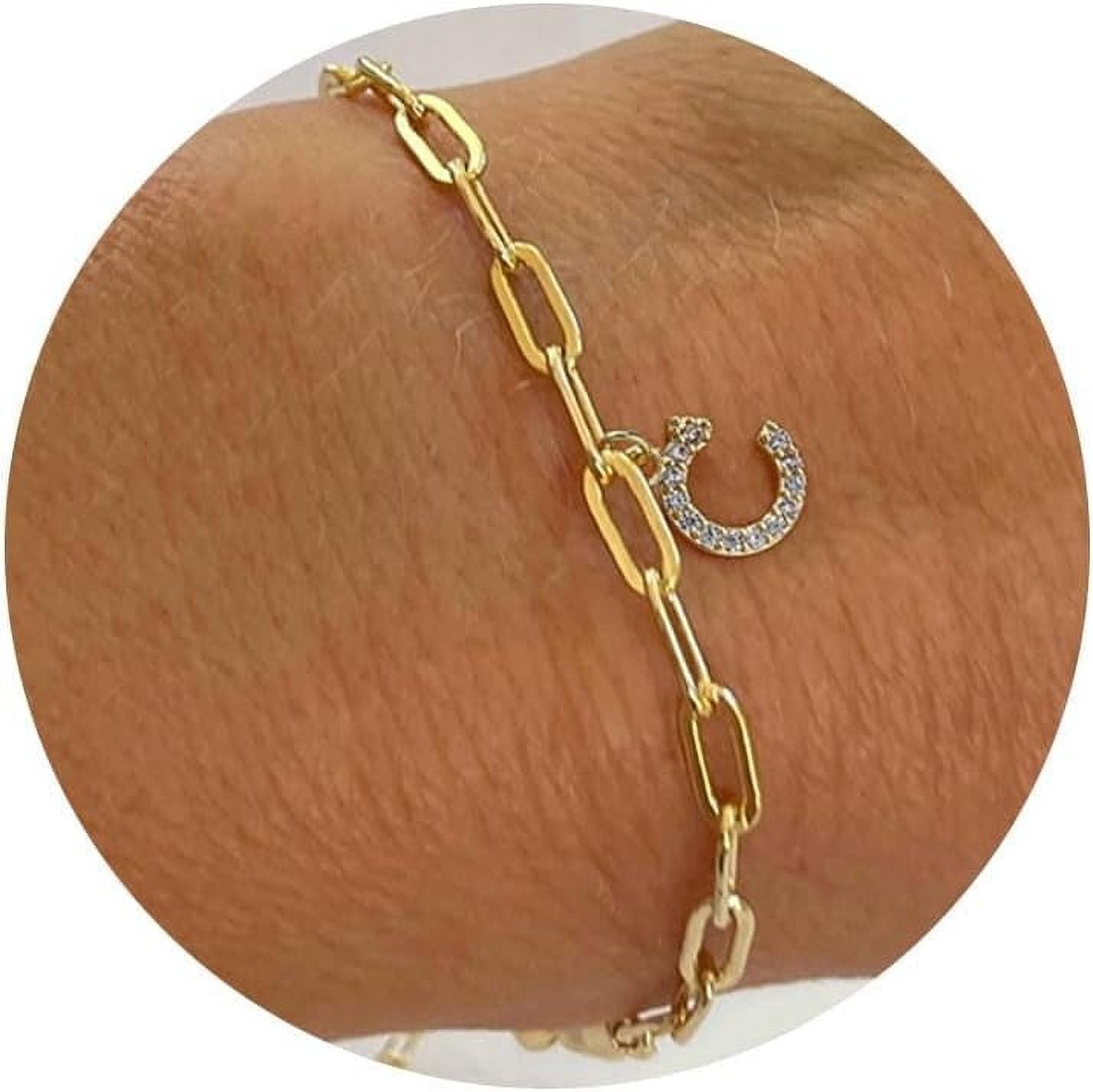 Gold Initial Bracelets for Women Girls - Dainty 16K Gold Plated ...