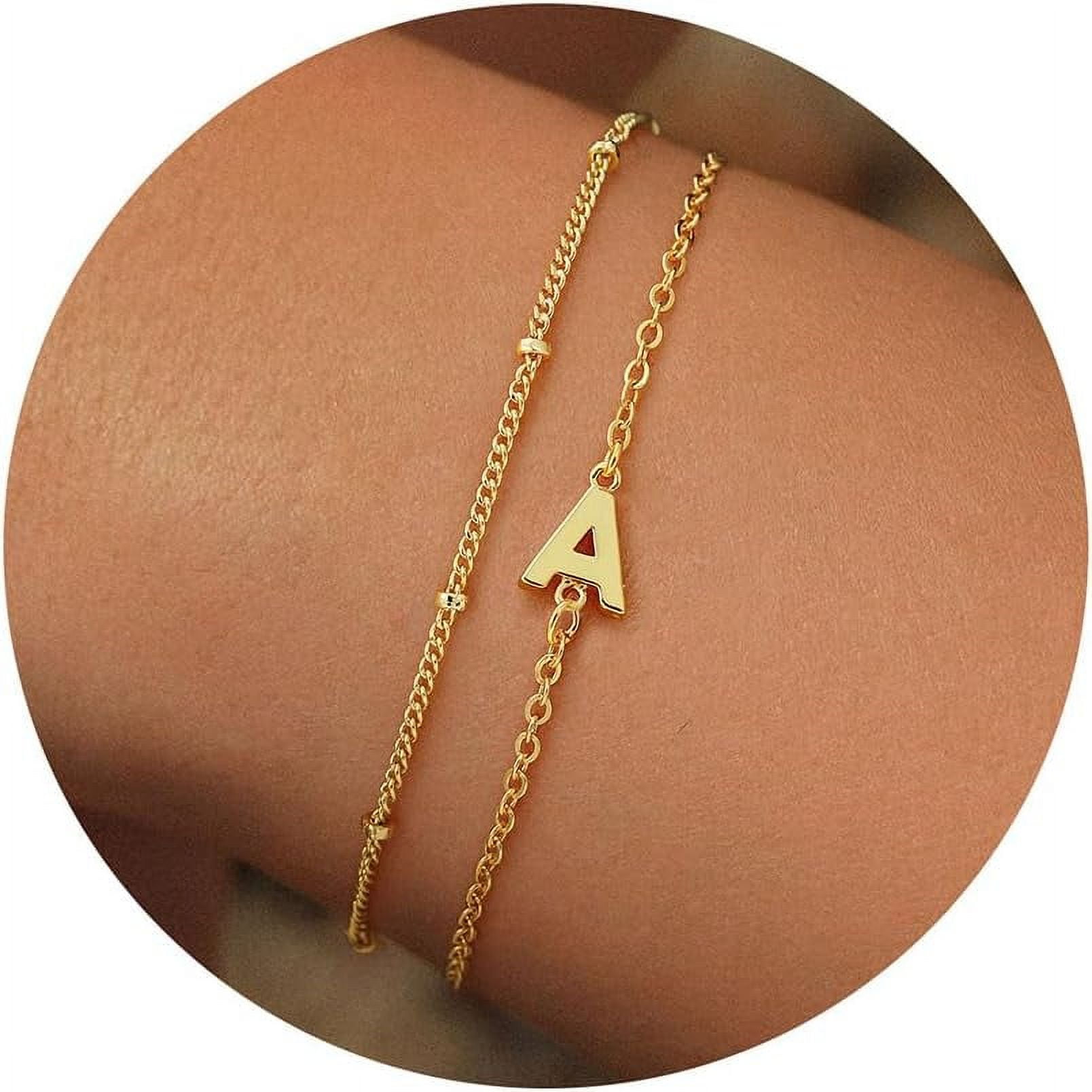 Gold Initial Bracelets For Women Trendy - 18K Real Gold Plated Layered ...