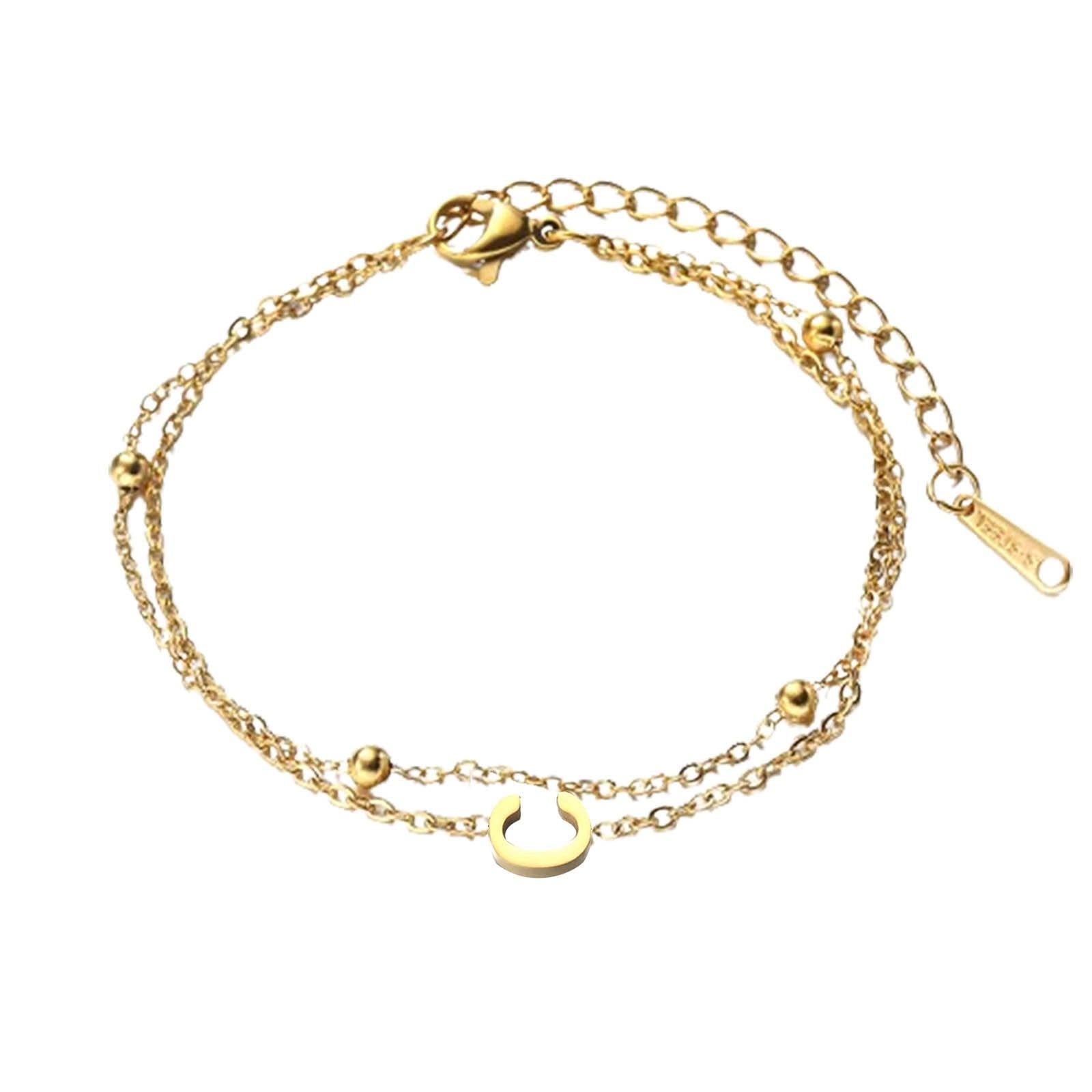 Gold Initial Bracelets for Women, 14K Gold Plated Dainty Personalized ...