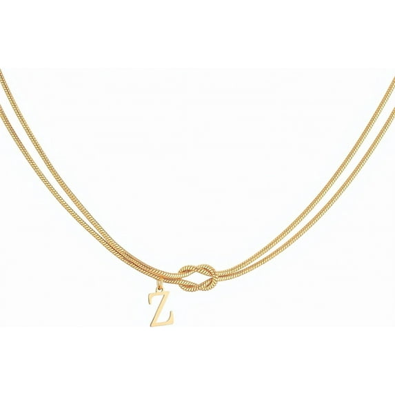Gold Initial Necklace for Women 14K Gold Plated Love Knot Letter A-Z ...
