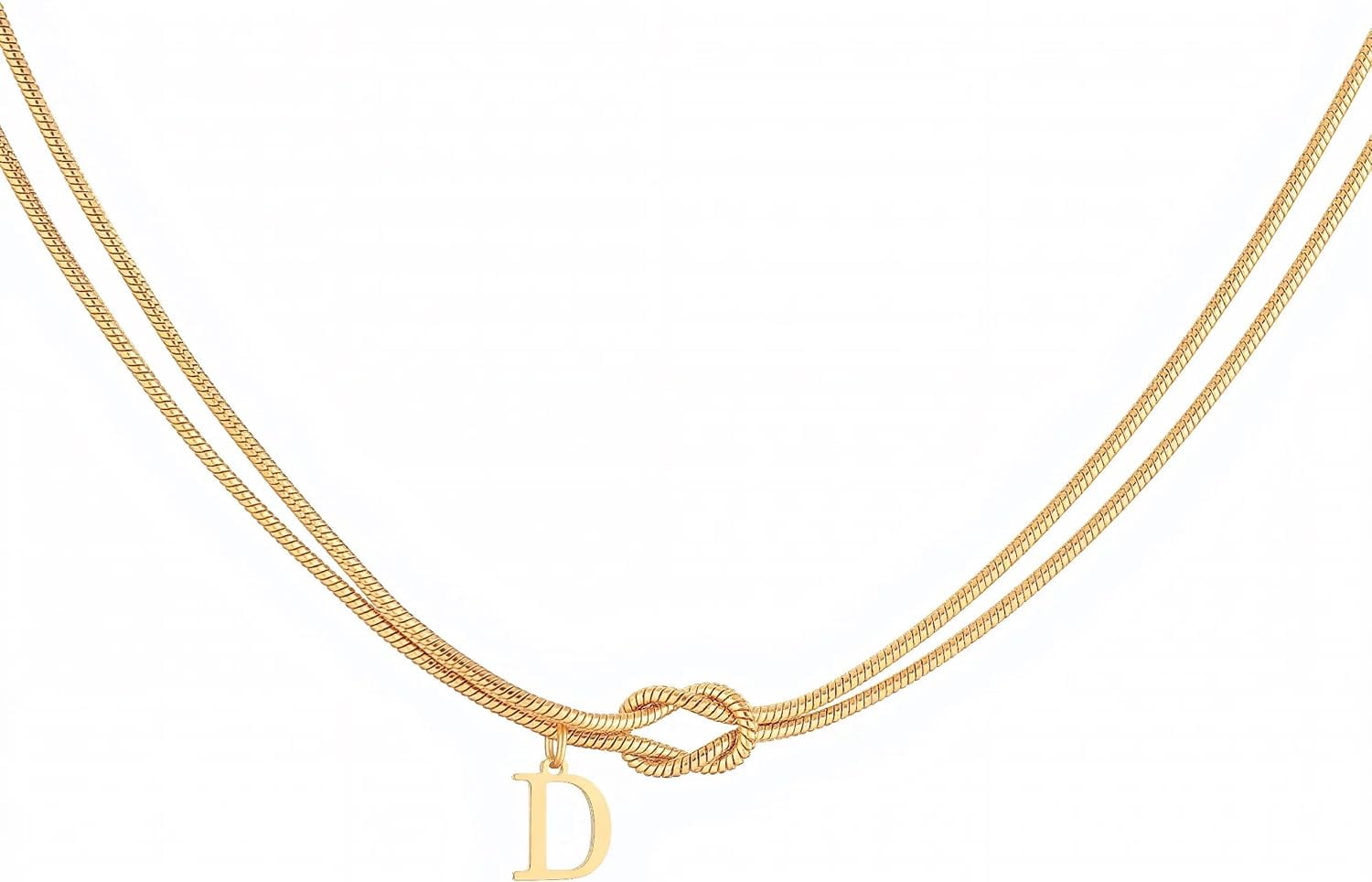 Gold Initial Necklace for Women 14K Gold Plated Love Knot Letter A-Z ...