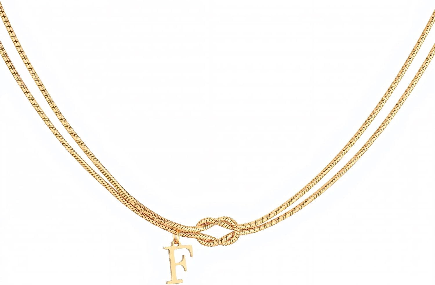Gold Initial Necklace for Women 14K Gold Plated Love Knot Letter A-Z ...
