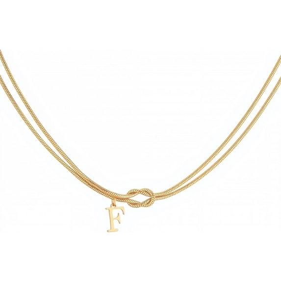 Gold Initial Necklace for Women 14K Gold Plated Love Knot Letter A-Z ...