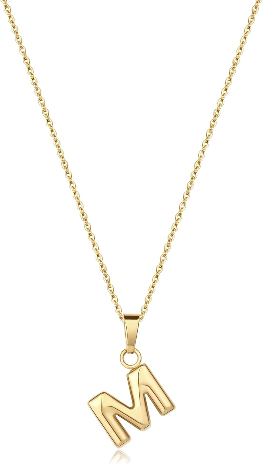 Gold Initial Necklaces for Women 18K Gold Plated Dainty Letter Necklace ...