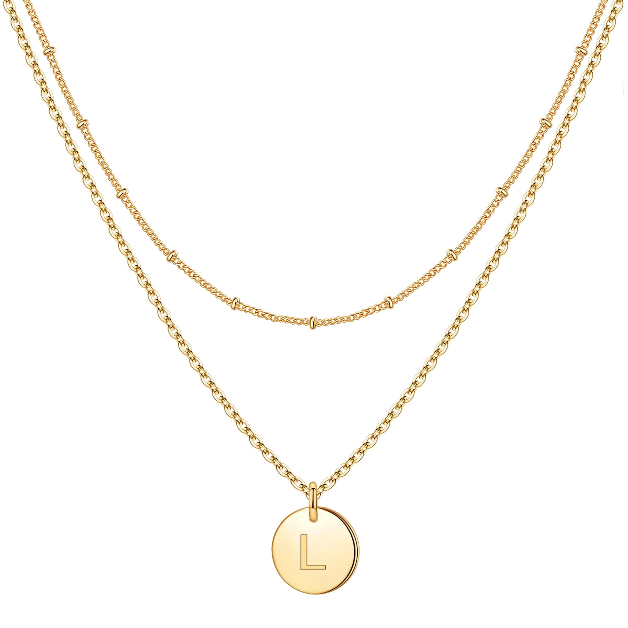Gold Initial Necklaces for Women Dainty Coin Initial Necklace 14K Gold ...