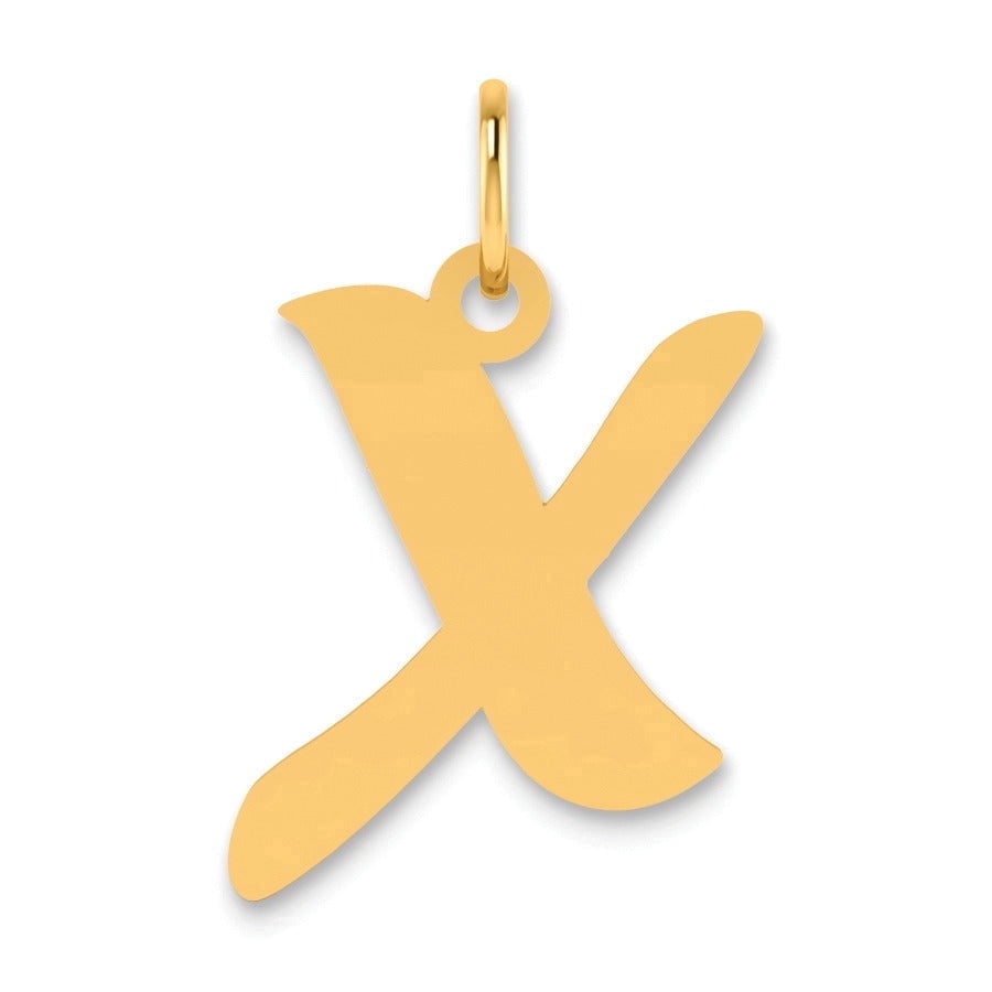 Fine Color Jewels Women’s Initial Pendant X Letter 14K Yellow Gold ...
