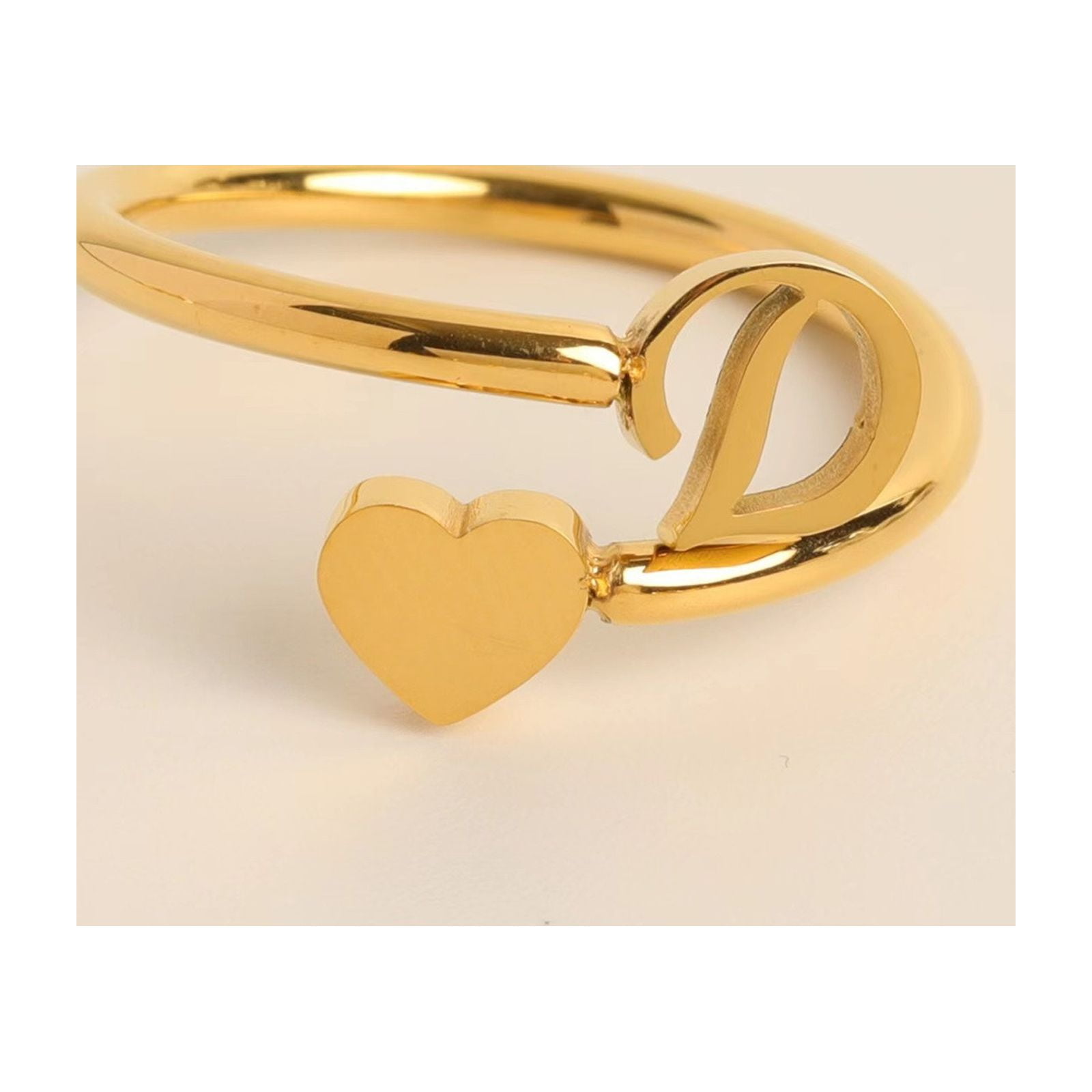 Gold Initial Rings for Women Non Tarnish Heart Initial Stackable Rings ...