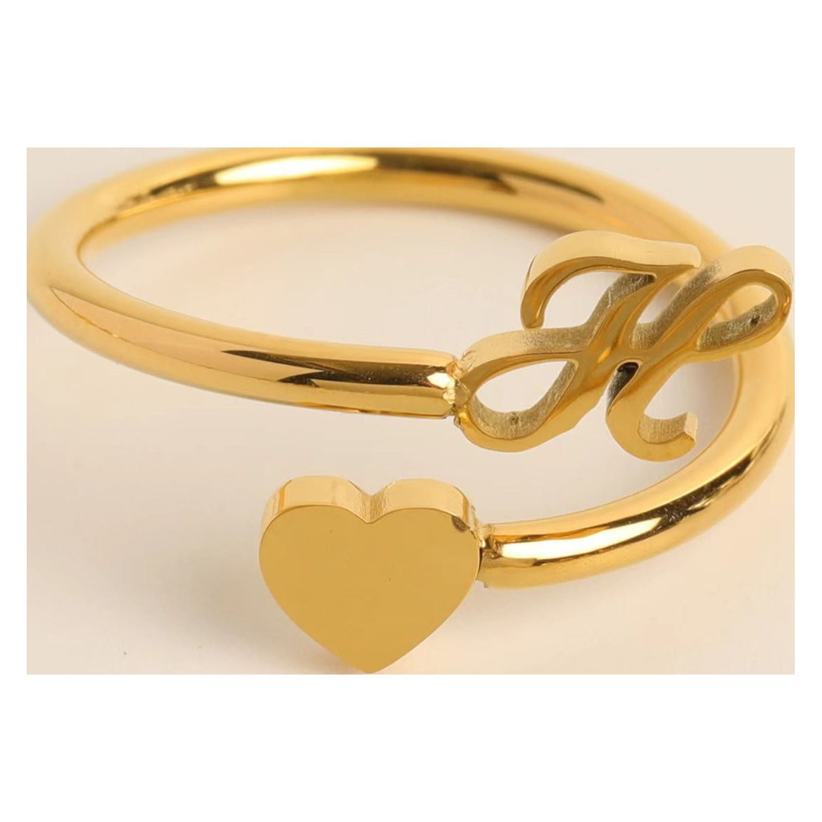Gold Initial Rings for Women Non Tarnish Heart Initial Stackable Rings Adjustable Pinky Rings ...