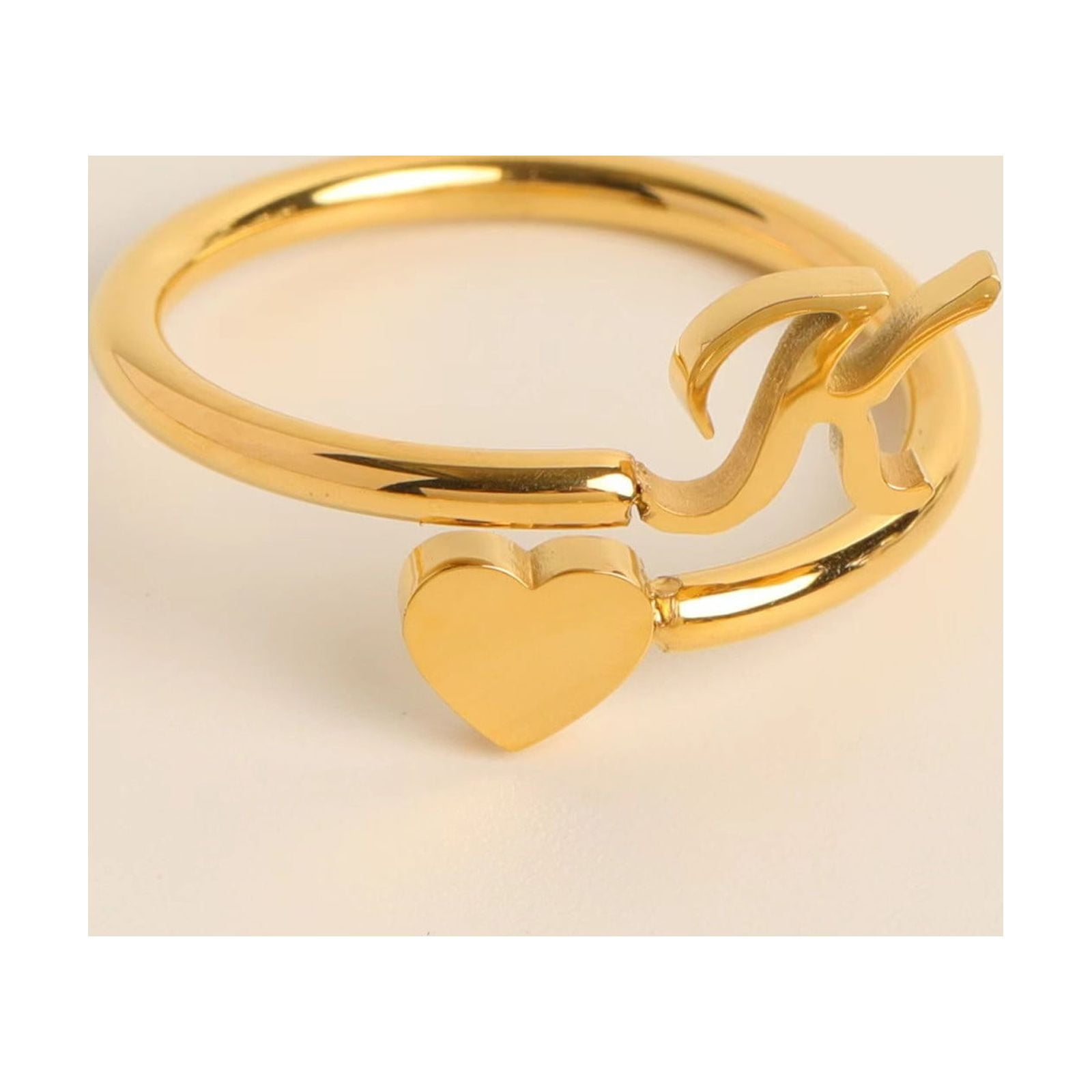 Gold Initial Rings for Women Non Tarnish Heart Initial Stackable Rings ...