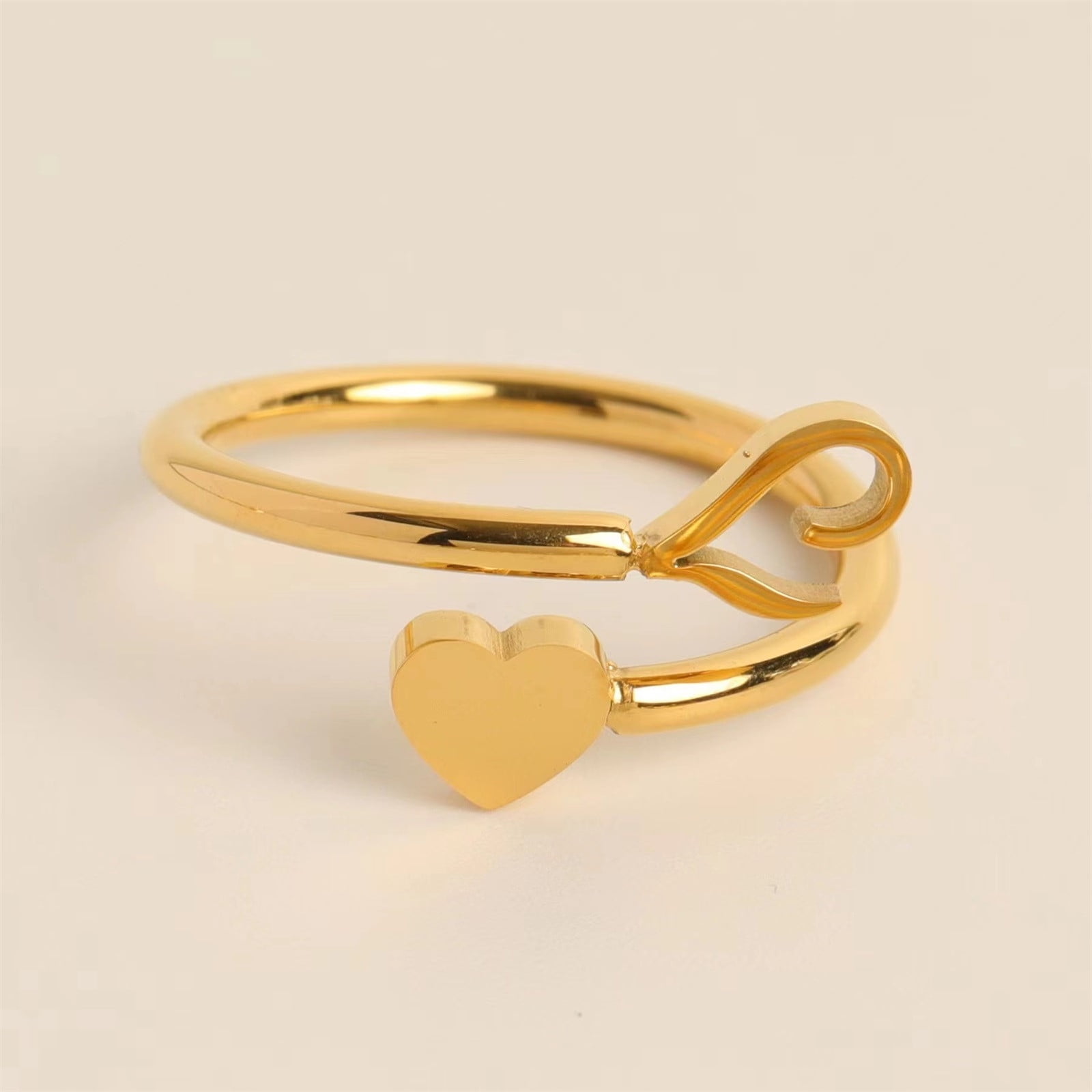 Gold Initial Rings for Women Non Tarnish Heart Initial Stackable Rings Adjustable Pinky Rings ...