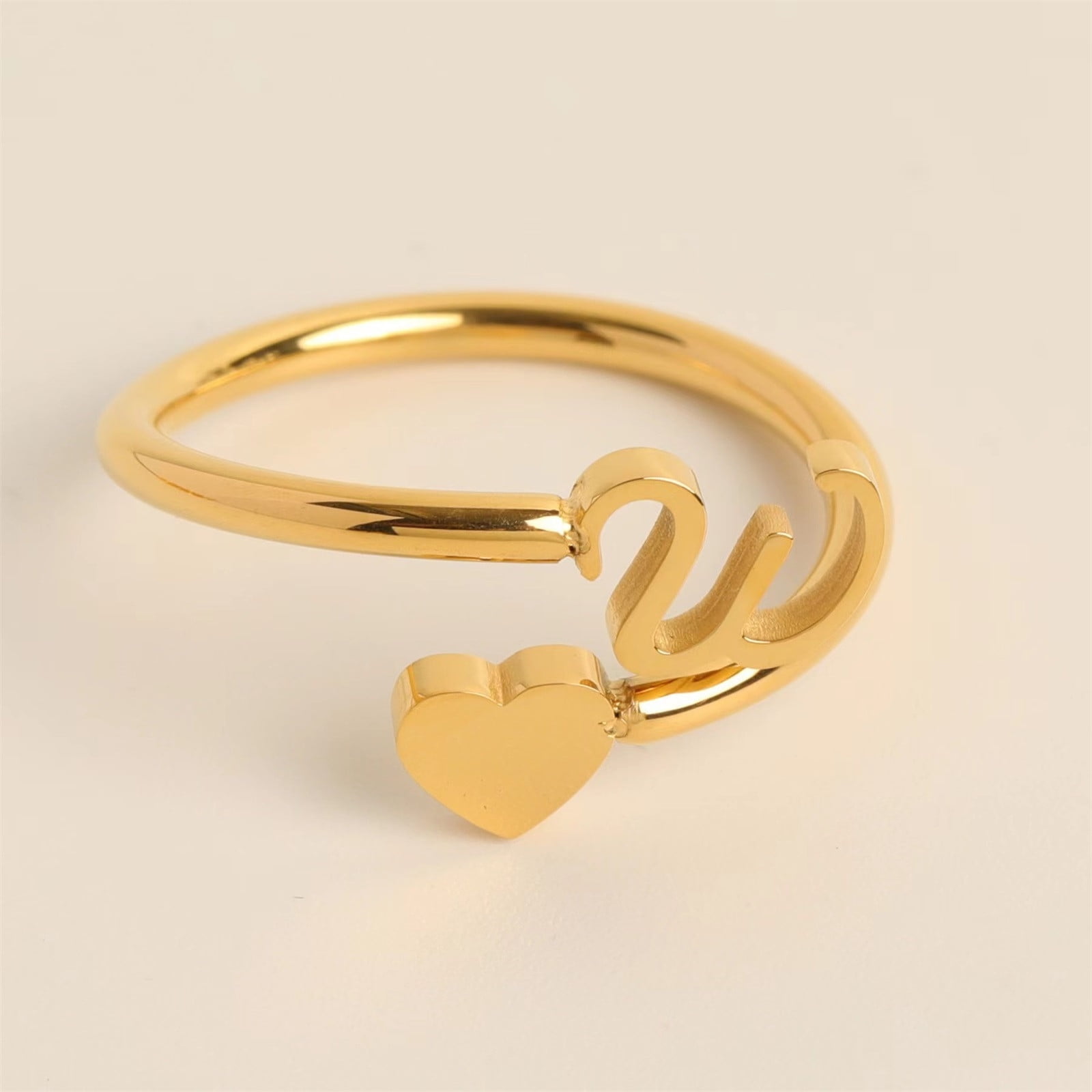 Gold Initial Rings for Women Non Tarnish Heart Initial Stackable Rings ...