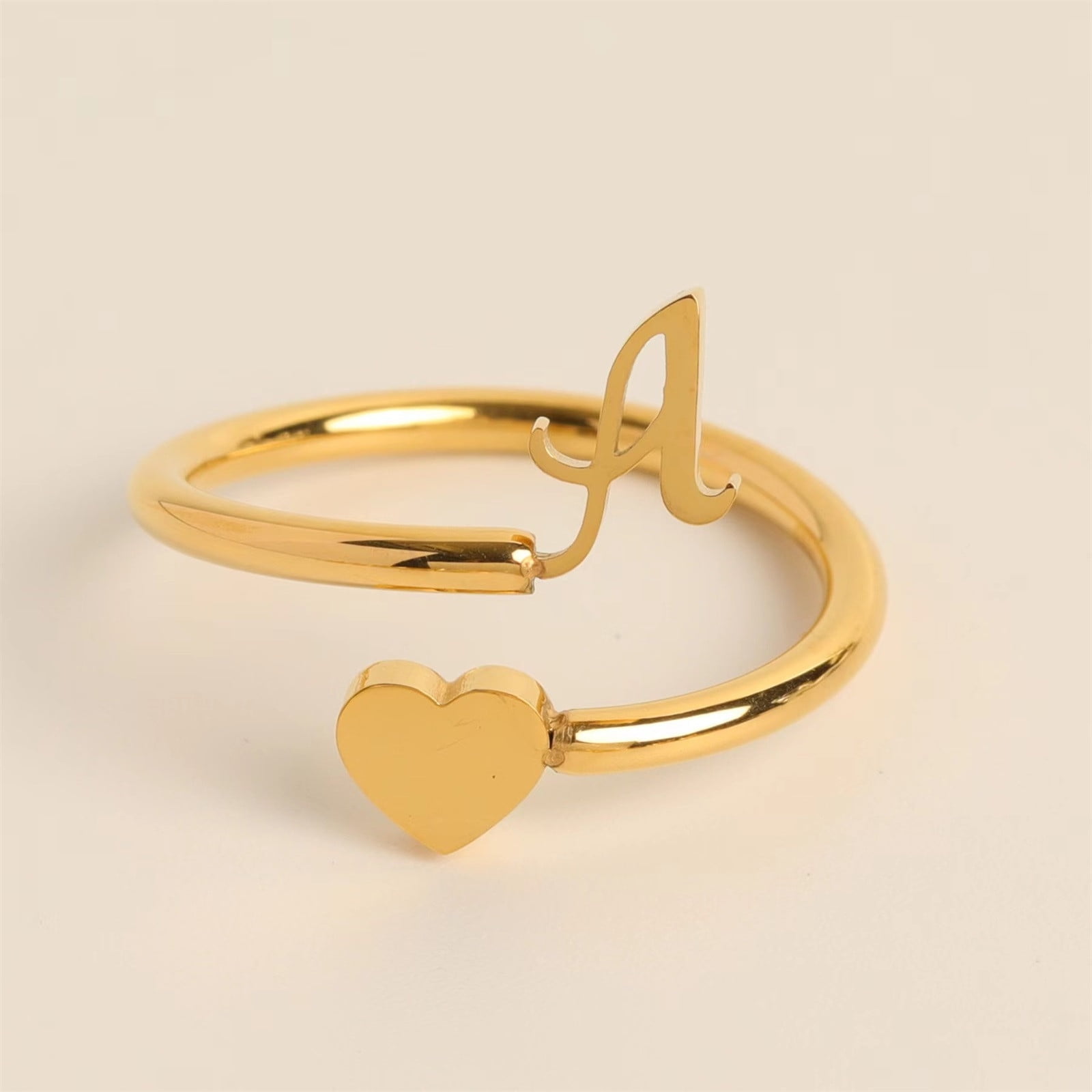 Gold Initial Rings for Women Non Tarnish Heart Initial Stackable Rings ...