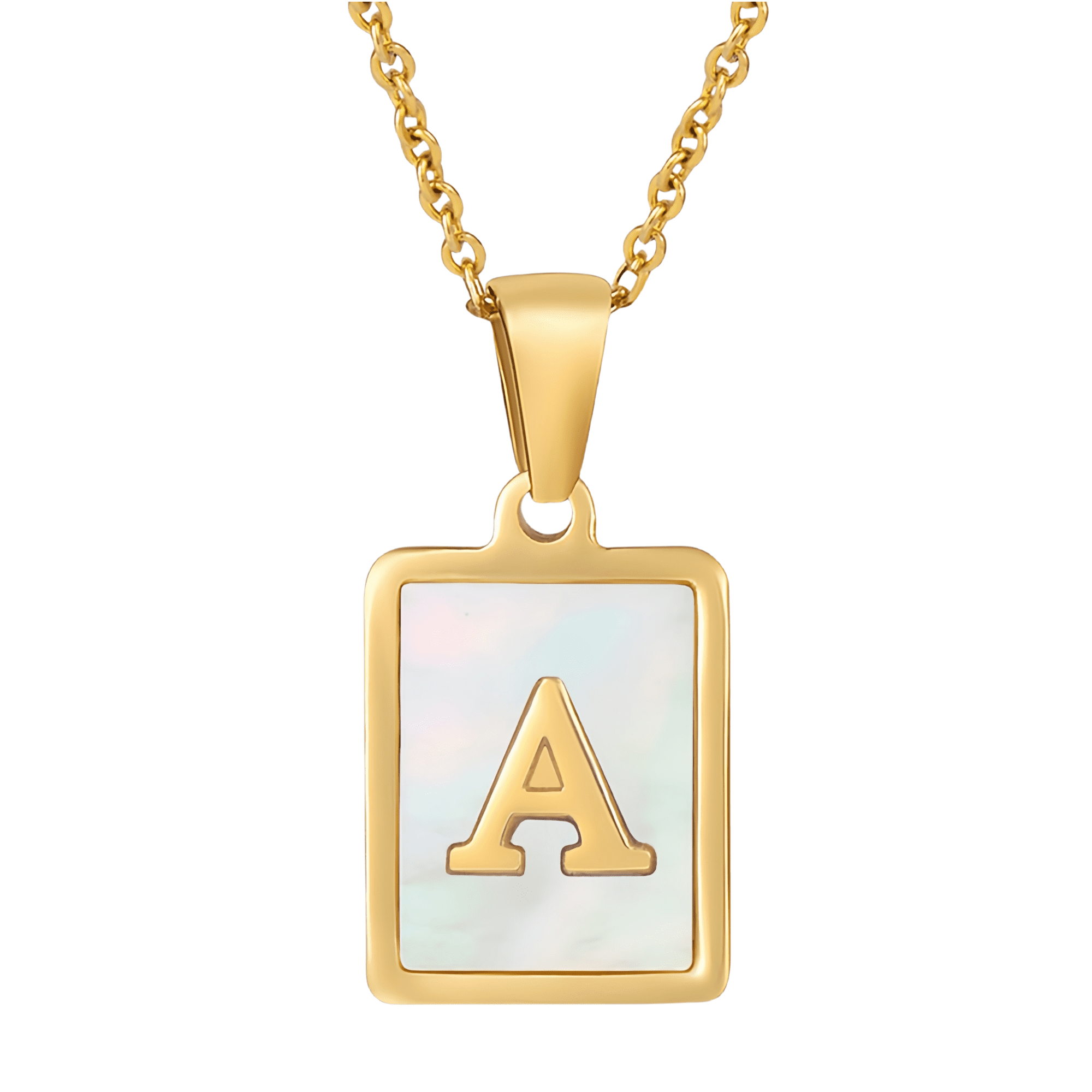 Gold Initial Shell Necklace for Women, Chunky Letter Seashell Charm ...