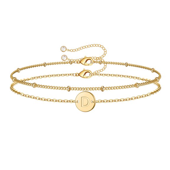 Turandoss 14K Gold Plated Layered Initial Dainty Choker Pendant ...