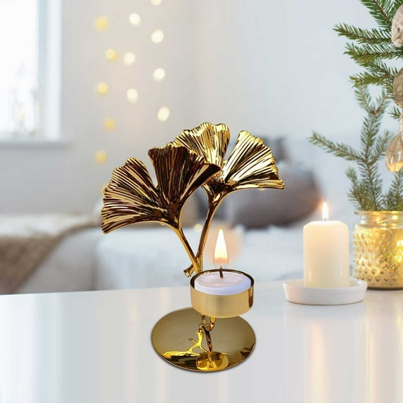 Gold Iron Candle Holders Set of 4 Decorative Designs Butterflies Ginkgo ...