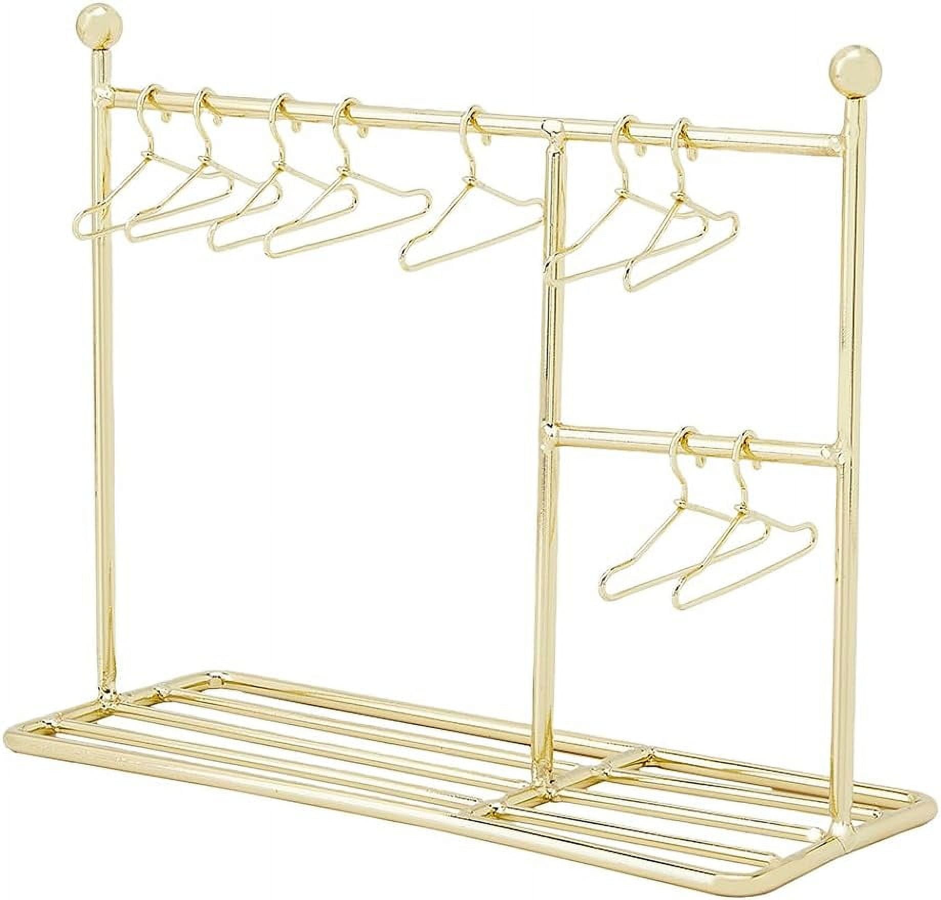 Gold Iron Clothe Hanger Rack with 10Pcs Mini Hanger Garment Rack with ...