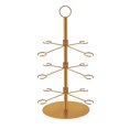 Gold Iron Glass Rack with 3-Tier 18-Hook Design, Countertop Cup Holder ...