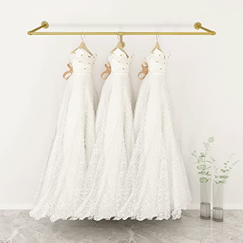 Gold Iron Industrial Pipe Wall Mounted Clothing Rack Wedding Dress ...