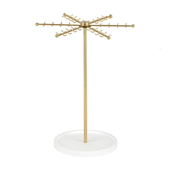Gold Iron Jewelry Holder 48 Hooks 360 Spin Storage Solution for ...