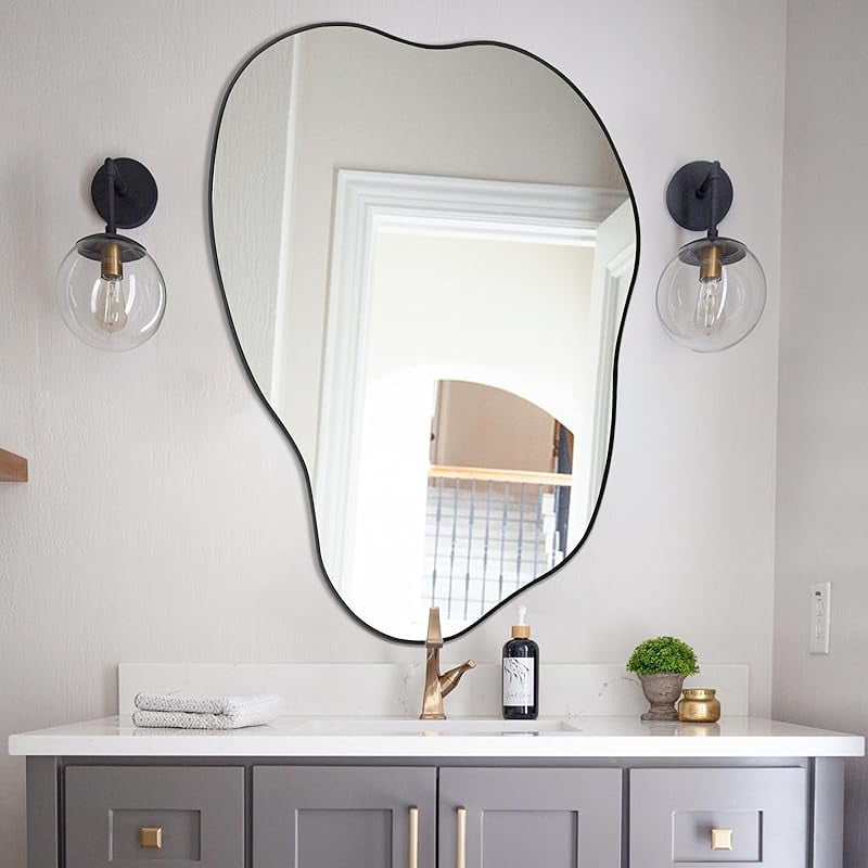 Gold Irregular Mirror, 33.5"x20.5" Cloud Shaped Mirrors, Unique ...