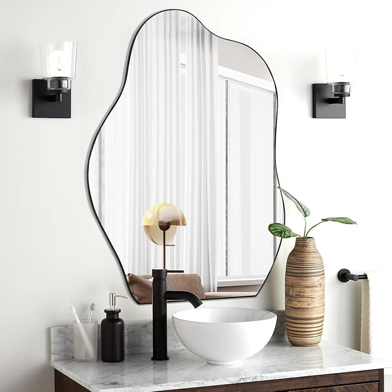 Gold Irregular Mirror, 33.5"x20.5" Cloud Shaped Mirrors, Unique ...