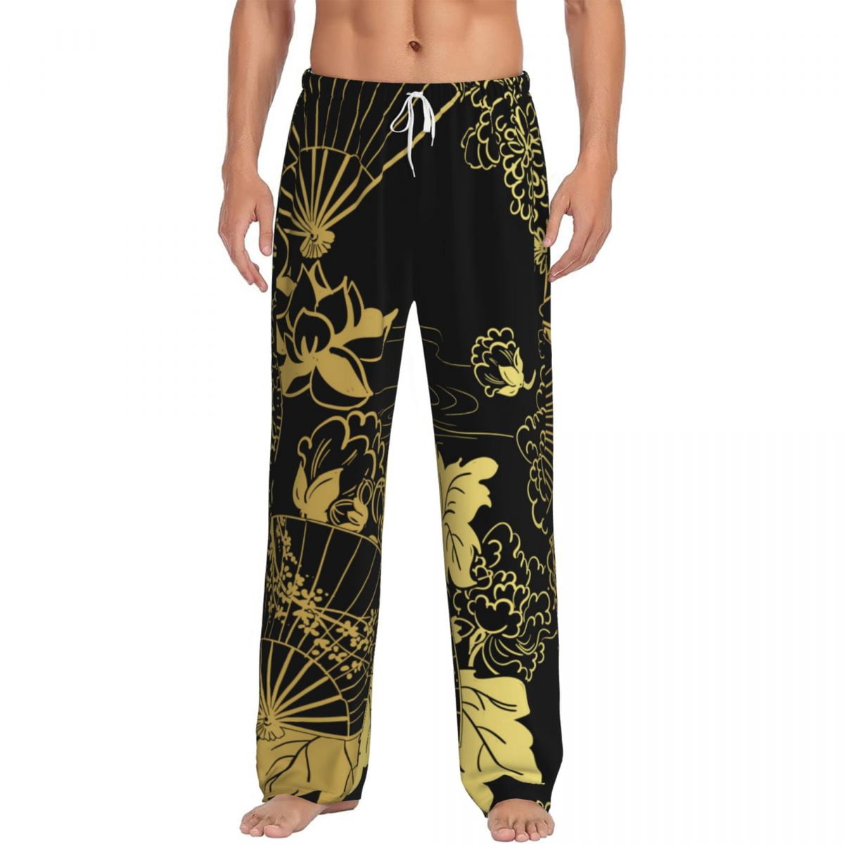 Gold Japanese Chinese Fan Flower Umbrella Men Sleep Bottoms Male Lounge ...