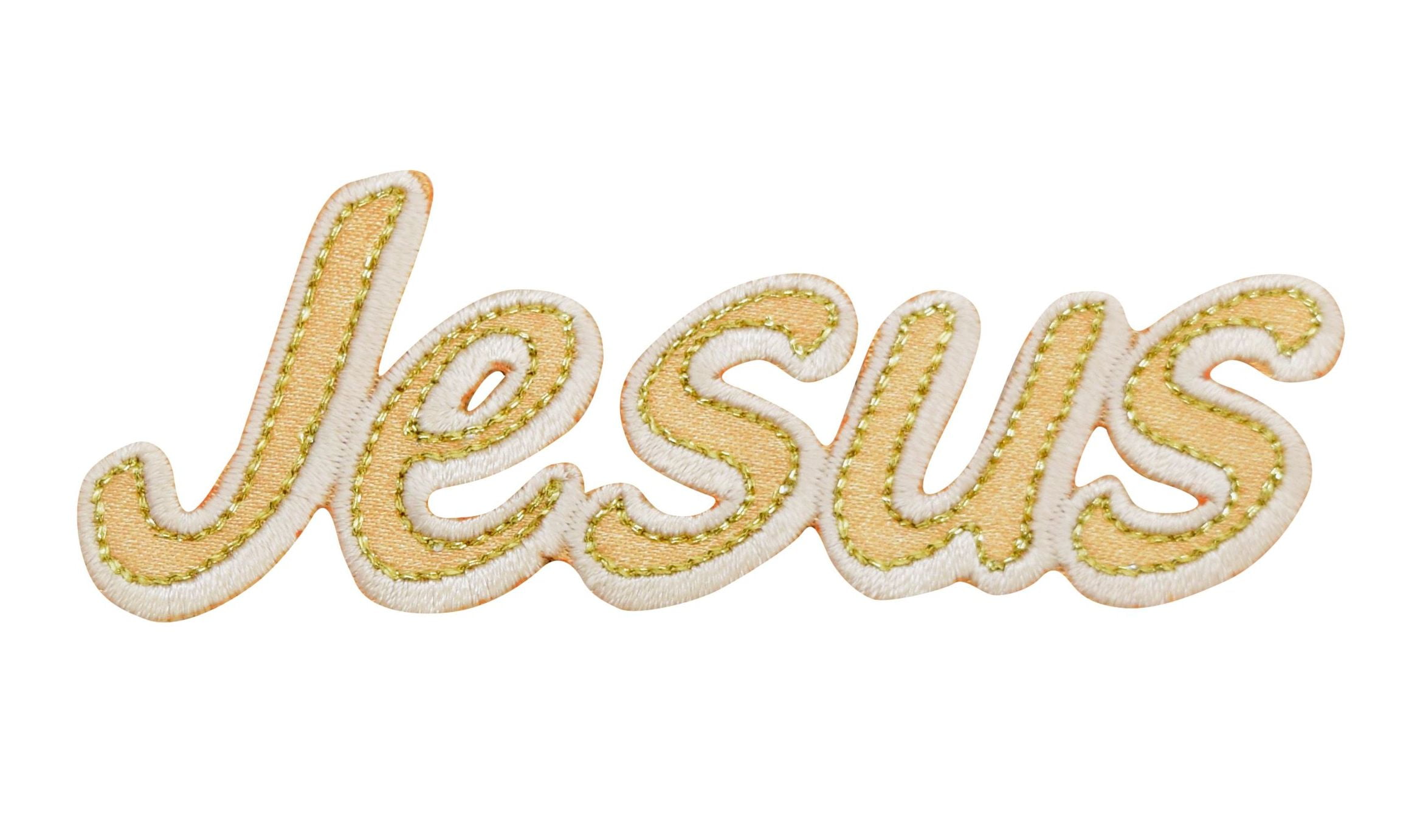 Gold Jesus - Words - Religious - Iron on Embroidered Applique Patch ...