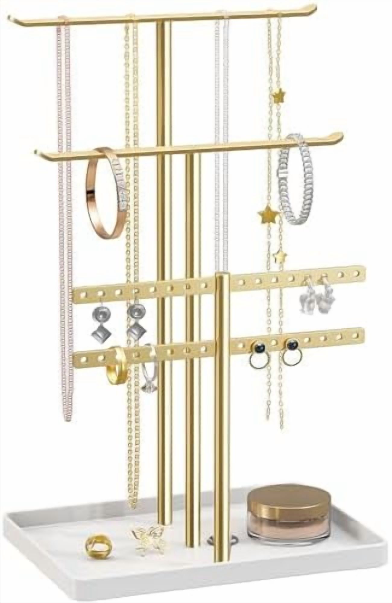 Gold Jewelry Stand Holder Organizer: 12.5" Sturdy Hanger for 80 Pcs ...