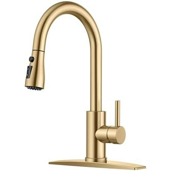 Gold Kitchen Faucet with Pull Down Sprayer, Bar High Arc Single Handle ...