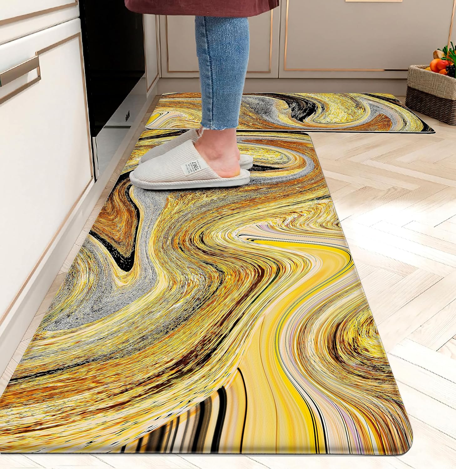 Gold Kitchen Mats for Floor Cushioned Anti Fatigue Mats for Kitchen ...