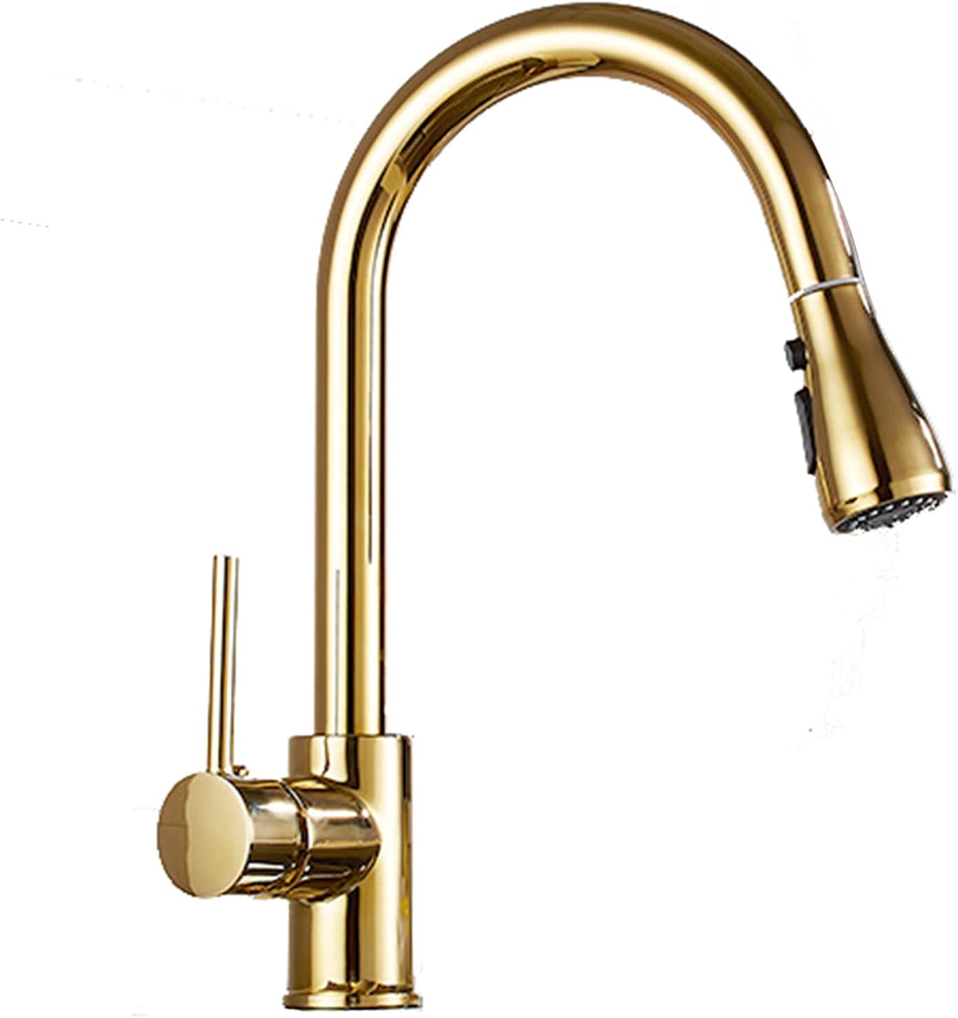 Gold Kitchen Single Handle High Arc 2-Modes Sprayer Kitchen Sink 360 ...