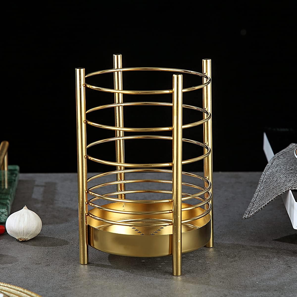 Gold Kitchen Utensil Holder for Kitchen Counter, Stainless Steel ...