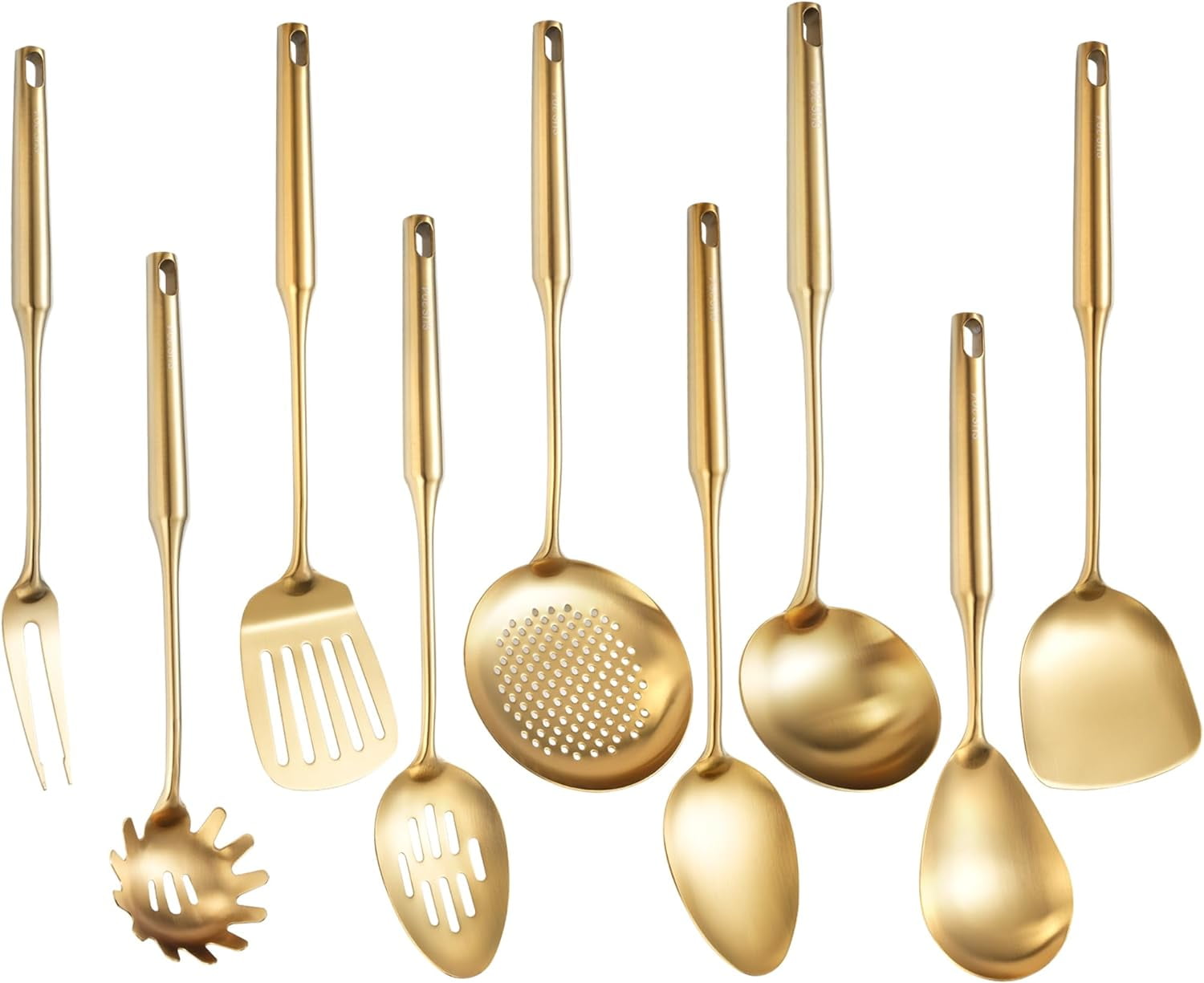 Gold Kitchen Utensils Set 18/10 Stainless Steel, 9 PCS All Metal ...